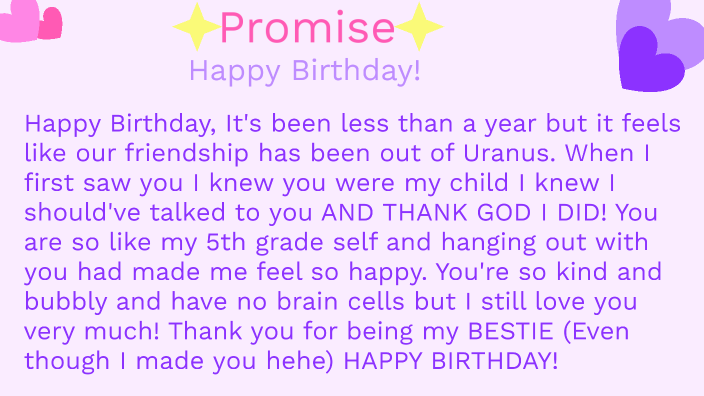 Happy Birthday Promise by Subiksha Pitchala on Prezi