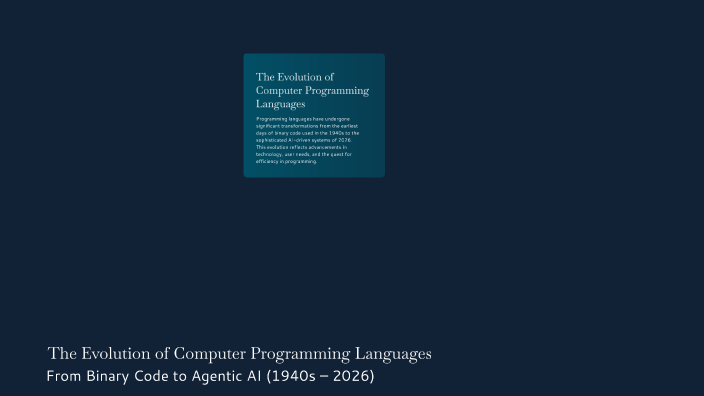The Evolution of Computer Programming Languages by Vignesh L S on Prezi