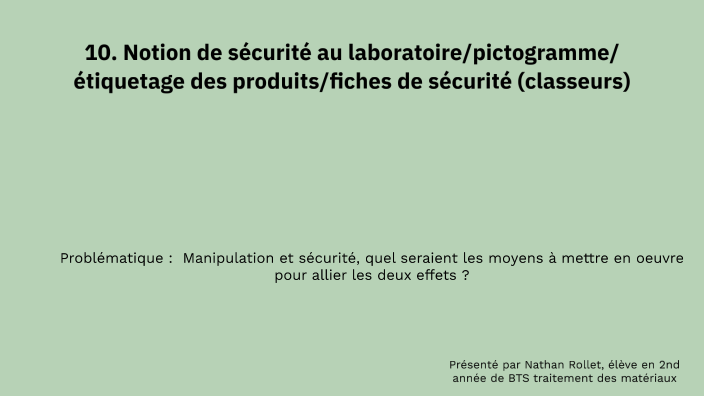 Notion de sécurité au laboratoire/pictogramme/ étiquetage des produits ...
