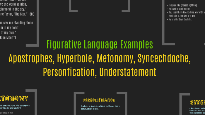 Figurative Language Examples (Apostrophes, Hyperbole, Metono by Lori ...