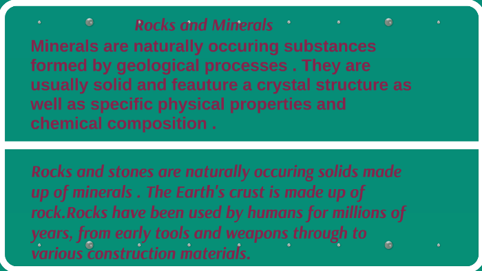 Minerals are naturally occuring substances formed by geologi by saamiya ...