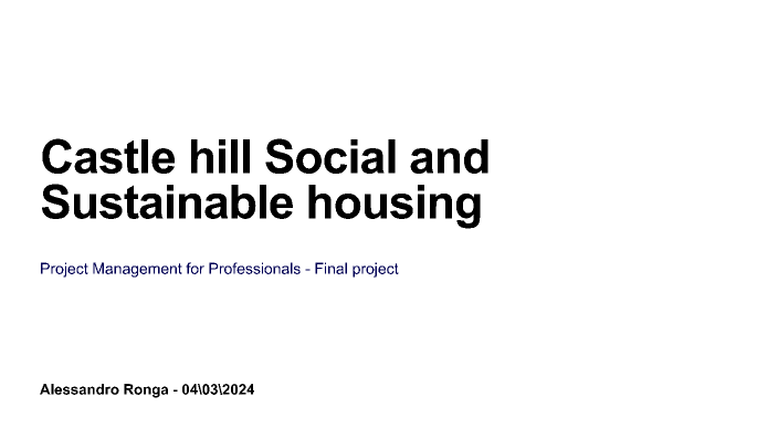 Castle Hill SSH - Project Management for Professionals - Final project ...