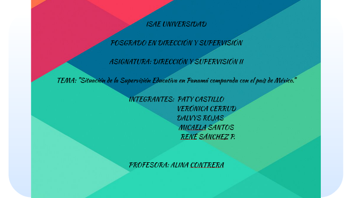 Situación de la Supervisión Educativa en Panamá comparada co by Rene Sanchez P. on Prezi
