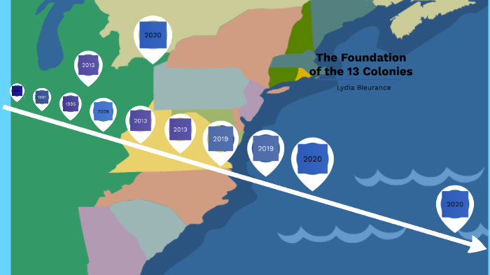 US history 13 colonies timeline by Lydia Bieurance