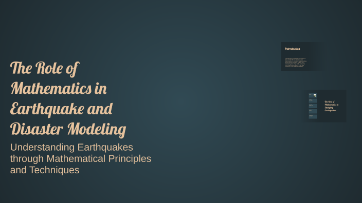 The Role of Mathematics in Earthquake and Disaster Modeling by Omar ...