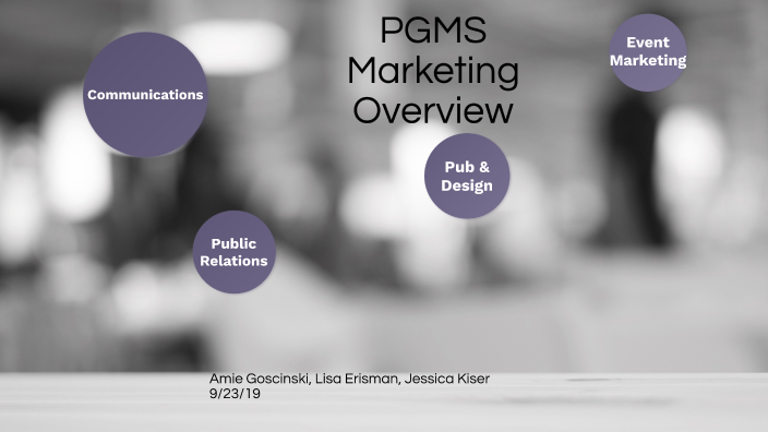 PGMS Marketing Overview by Amie Goscinski on Prezi