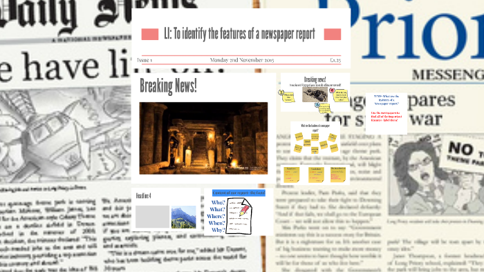 LI: To identify the features of a newspaper reports by Emma Johnston on ...