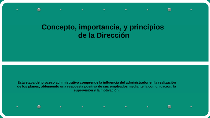 Concepto, importancia, y principios de la Dirección by claudia zurita ...