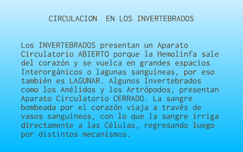 CIRCULACIÓN DE LOS INVERTEBRADOS by mariela sanches jimenez on Prezi