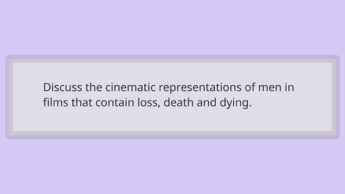 discuss the cinematic representations of men in films that c by Eliot ...