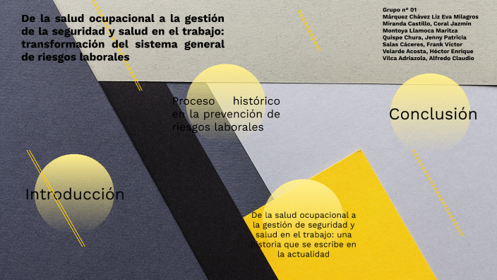 De la salud ocupacional a la gestión de la seguridad y salud en el ...