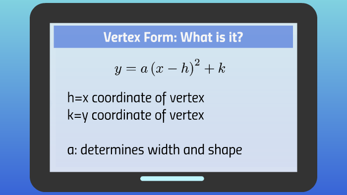 Vertex Form: What is it? by Jon Stanford on Prezi