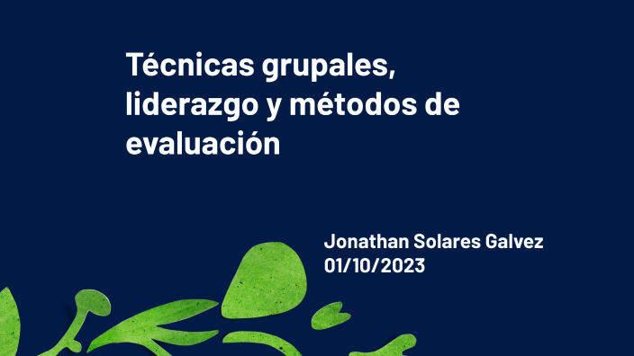 Técnicas grupales, liderazgo y métodos de evaluación by Jonathan ...