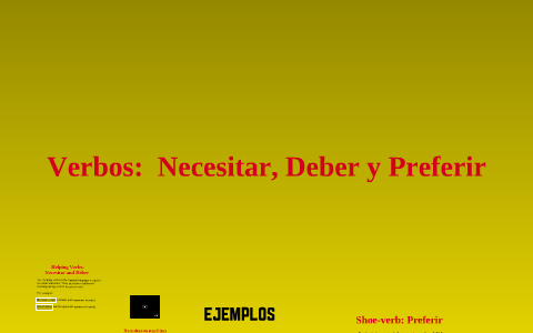 Verbs Necesitar, Deber and Preferir by Catherine Del Valle on Prezi