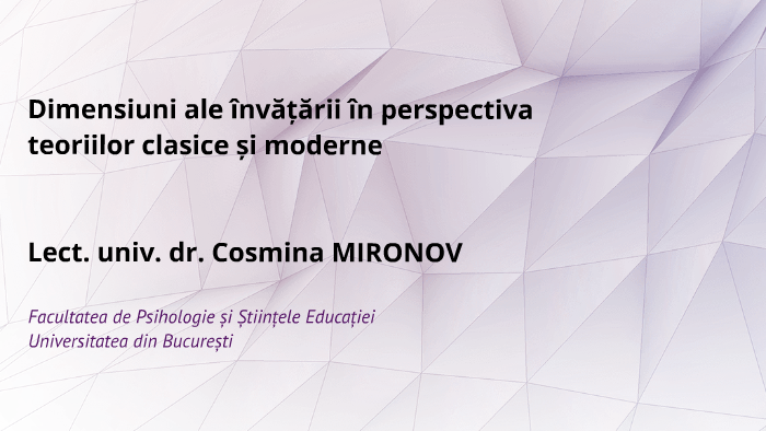 PIPP Dimensiuni ale invatarii in perspectiva teoriilor clasice și ...