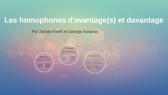 Les homophones d'avantage(s) et davantage by georgia k on Prezi