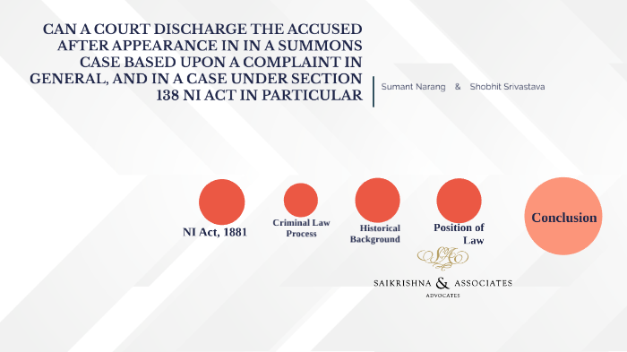 Discharge of Accused in Summons Cases-specifically u/s 138 NI Act by ...