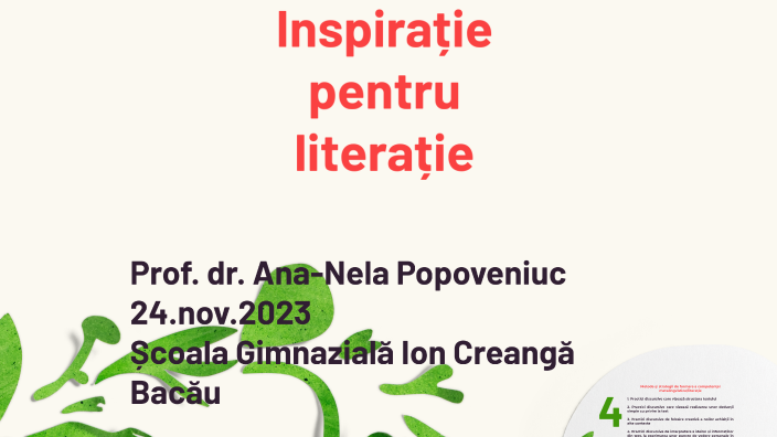 Inspirație pentru literație Cerc pedagogic, 24 noiembrie 2023, Școala ...