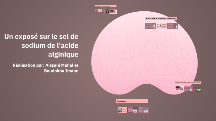 Un exposé sur le sel de sodium de l'acide alginique by mahal aissani on ...
