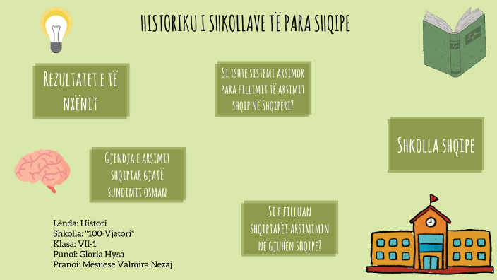 Historiku i shkollave të para shqipe by Gloria Hysa on Prezi