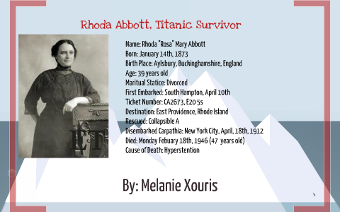 Rhoda Abbott Titanic by Melanie Xouris on Prezi