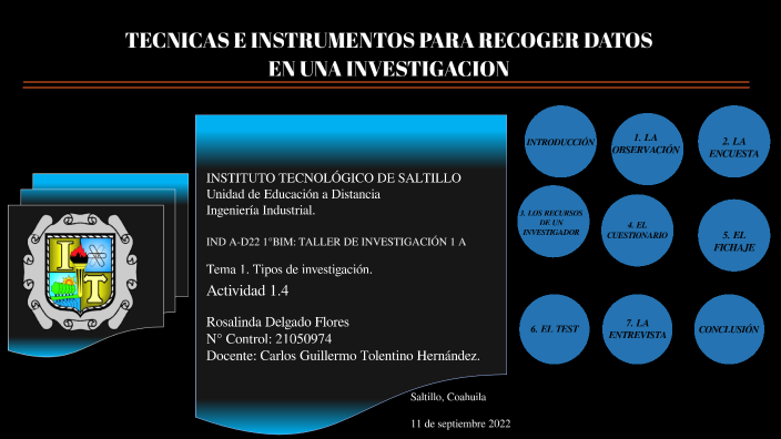 TECNICAS E INSTRUMENTOS PARA RECOGER DATOS EN UNA INVESTIGACION by ...
