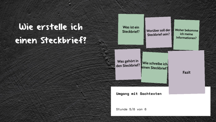Wie erstelle ich einen Steckbrief? by Liselotte Bischkopf on Prezi