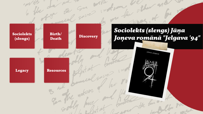 Sociolekts (slengs) Jāņa Joņeva romānā "Jelgava '94" by Daniels Vanters ...