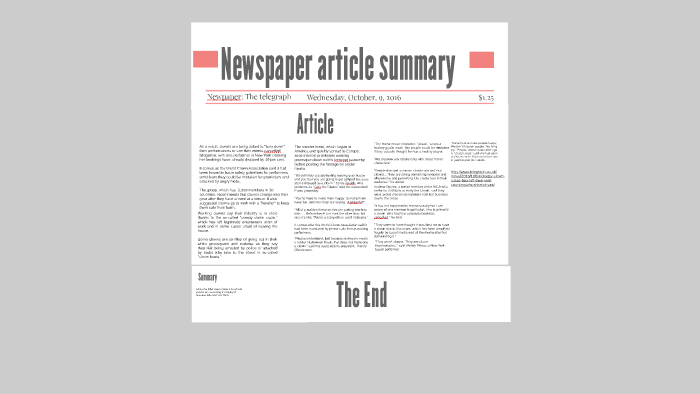 Newspaper article summary by Elizabeth Bestard on Prezi