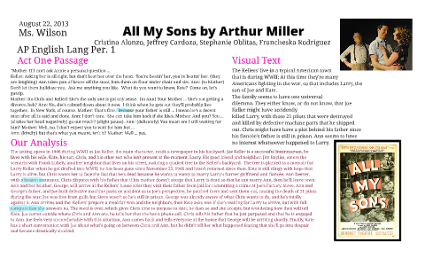 All My Sons by Arthur Miller by Jeffrey Cardoza on Prezi