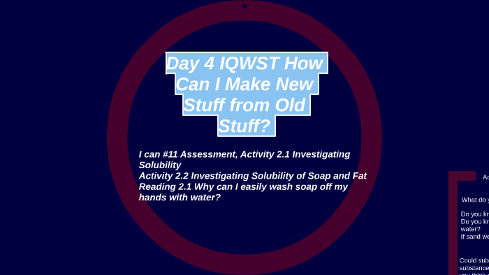 Day 4 IQWST How Can I Make New Stuff from Old Stuff? I can #11 ...