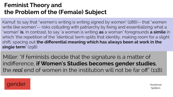 Feminist Theory and the Problem of the (Female) Subject by M E on Prezi