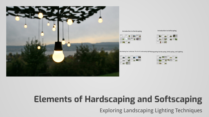 describe minimum 15 page of Elements of hard scaping and soft scaping ...