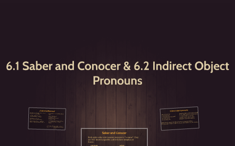 6.1 Saber and Conocer & 6.2 Indirect Object Pronouns by Soney Wright on ...