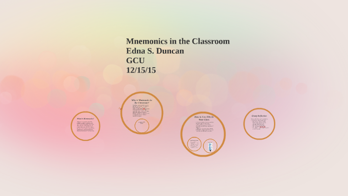 Mnemonics in the Classroom by Edna Duncan on Prezi