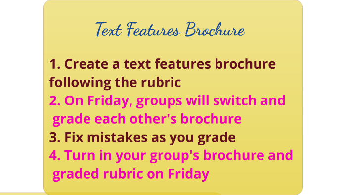 Text Features Brochure by Mrs. Rogers on Prezi