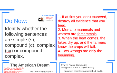 English 11 AA Day 4: The Crucible Writing Continued. Review of the ...