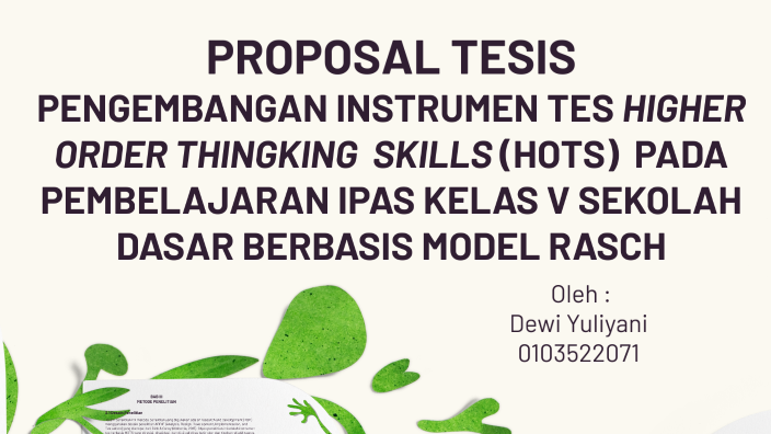 PENGEMBANGAN INSTRUMEN ASESMEN HIGHER ORDER THINKING SKILLS (HOTS) PADA ...