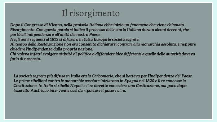 LA RESTAURAZIONE E IL RISORGIMENTO by alessia calaresu on Prezi