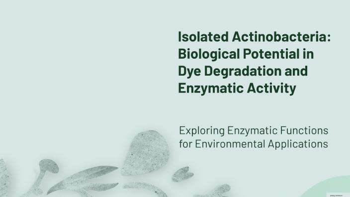 Isolated Actinobacteria: Biological Potential in Dye Degradation and ...