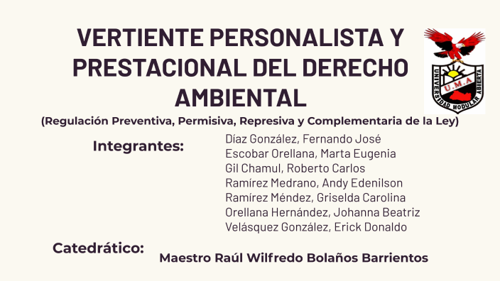 VERTIENTE PERSONALISTA Y PRESTACIONAL DEL DERECHO AMBIENTAL (REGULACIÓN ...
