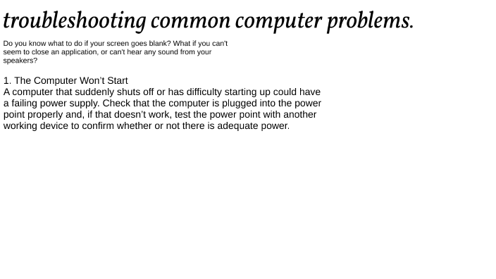 troubleshooting common computer problems. by sam kelly on Prezi