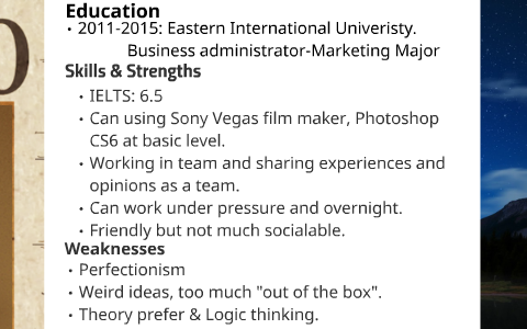 CV_Marketing internship for BIH by on Prezi