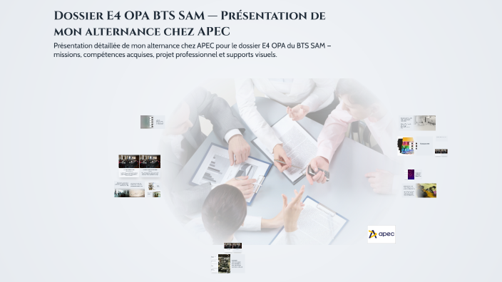 Dossier E4 OPA BTS SAM — Présentation de l'alternance chez APEC by Maria Nyemb Tetka on Prezi