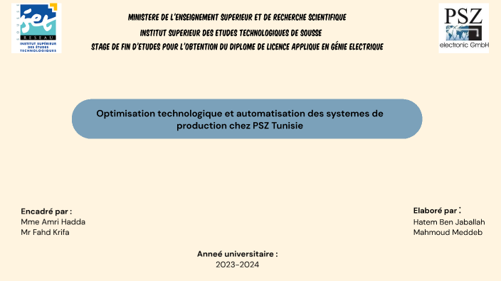 Optimisation technologique et automatisationdes systemes de production ...