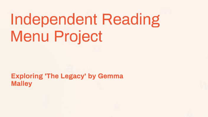 Independent Reading Menu Project by Rashad Shepard on Prezi