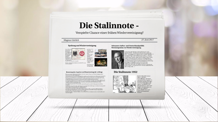 Die Stalinnote - Verspielte Chance einer frühen Wiedervereinigung? by ...
