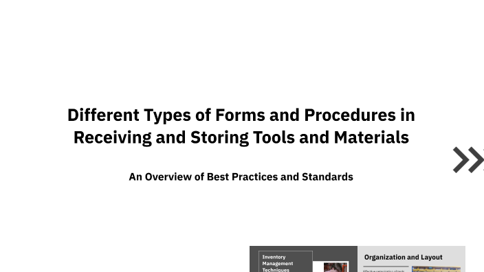 Different Types of Forms and Procedures in Receiving and Storing Tools ...