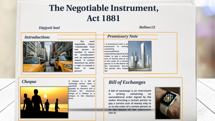 The negotiable instrument act, 1881 by Dipjyoti Seal on Prezi