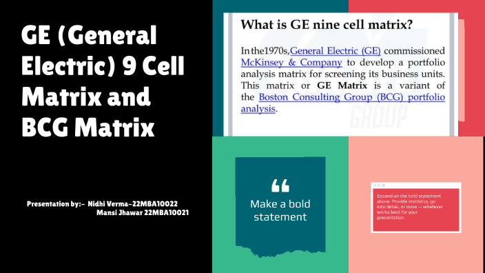 GE (General Electric) 9 Cell Matrix and BCG Matrix by KHYATI MAKWANA ...